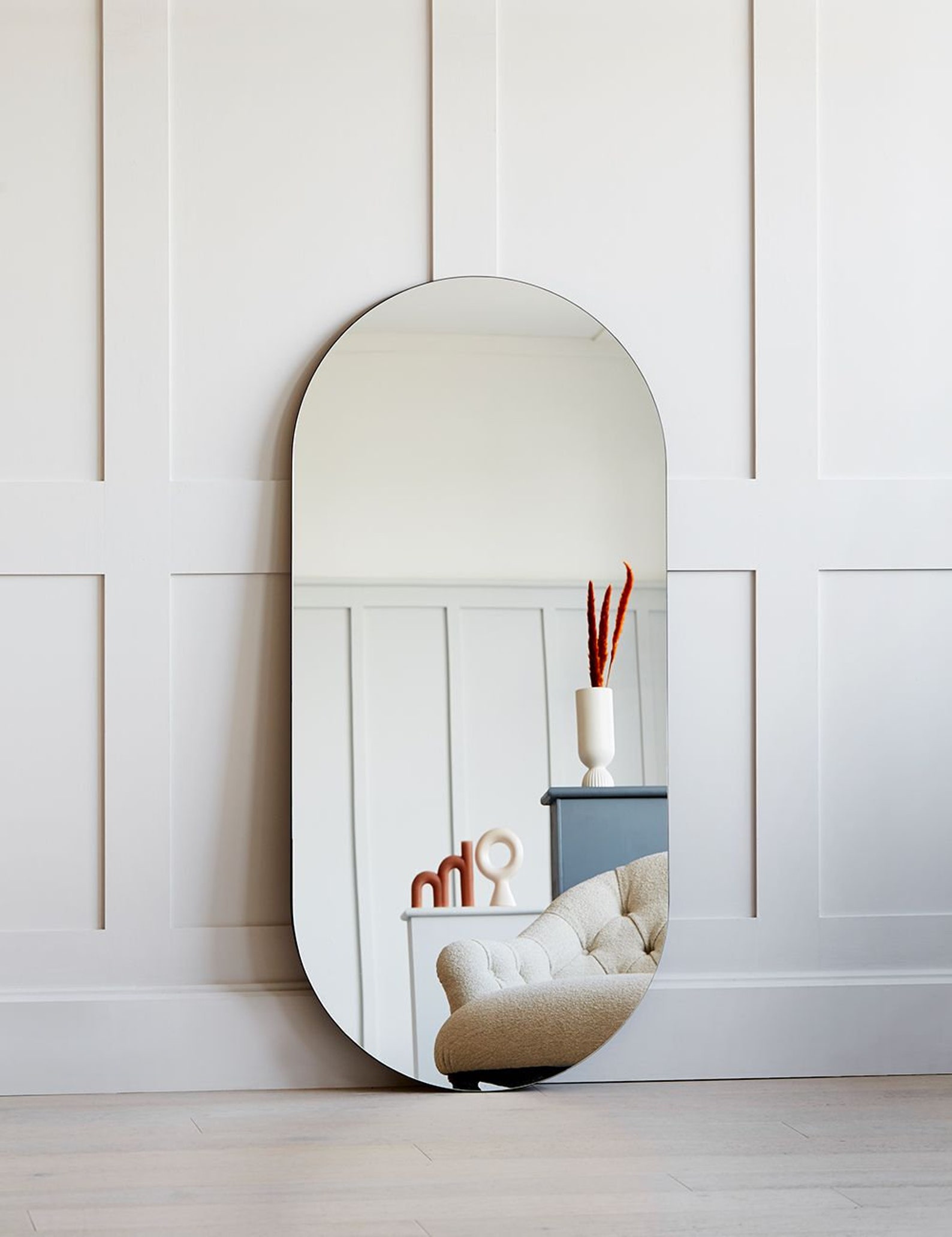 Geometric Oval Decorative Mirror Design Aesthetic Minimal Wall | Etsy