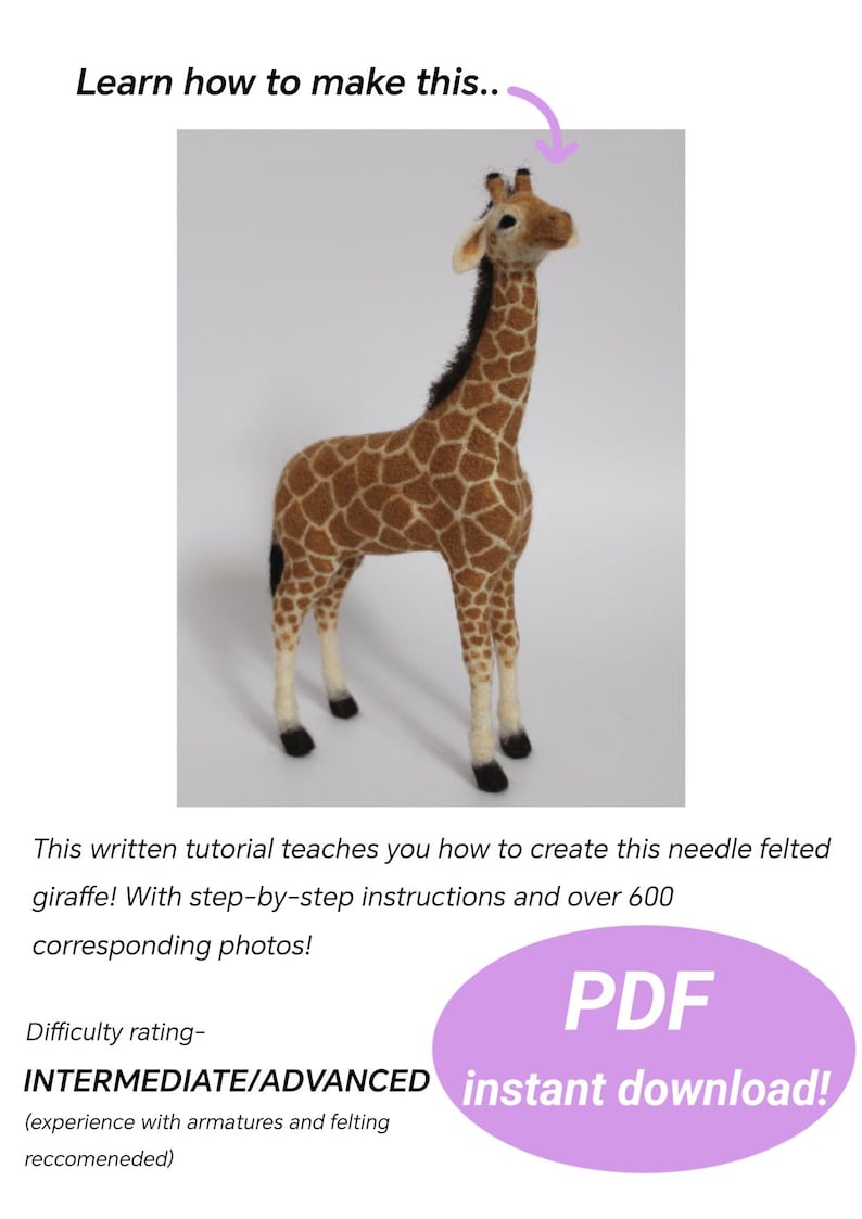 PDF Tutorial: Giraffe | Needle Felt Pattern | Giraffe Needle Felt Tutorial - Etsy