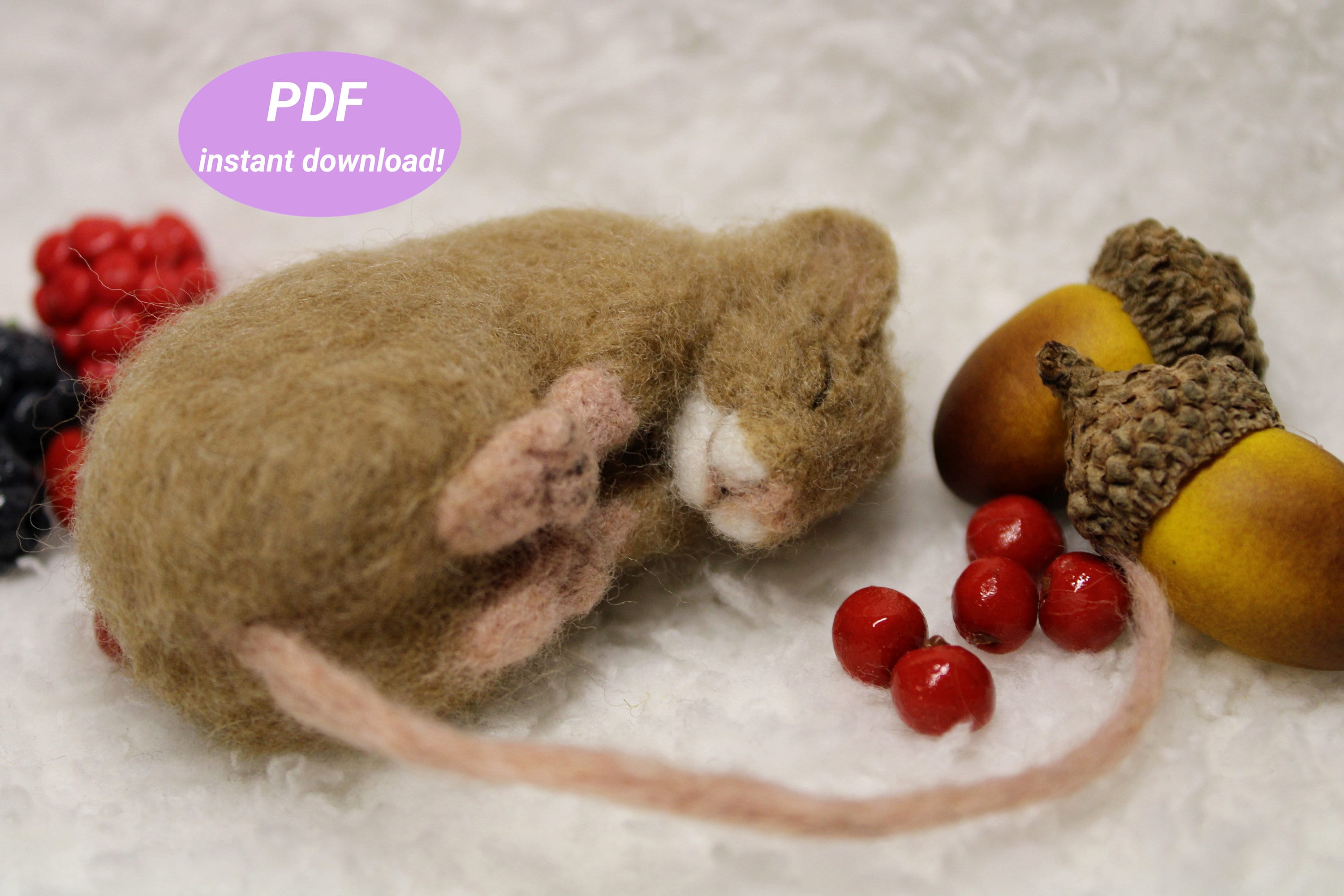 PDF Tutorial: Sleeping Mouse | Needle Felt Sleeping Mouse Tutorial ...