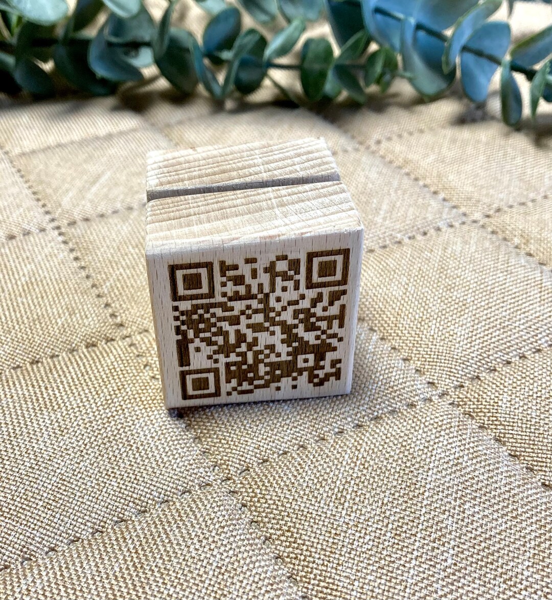 Table Display Cube QR Code Menu Wood Beech Handmade Table Number ...