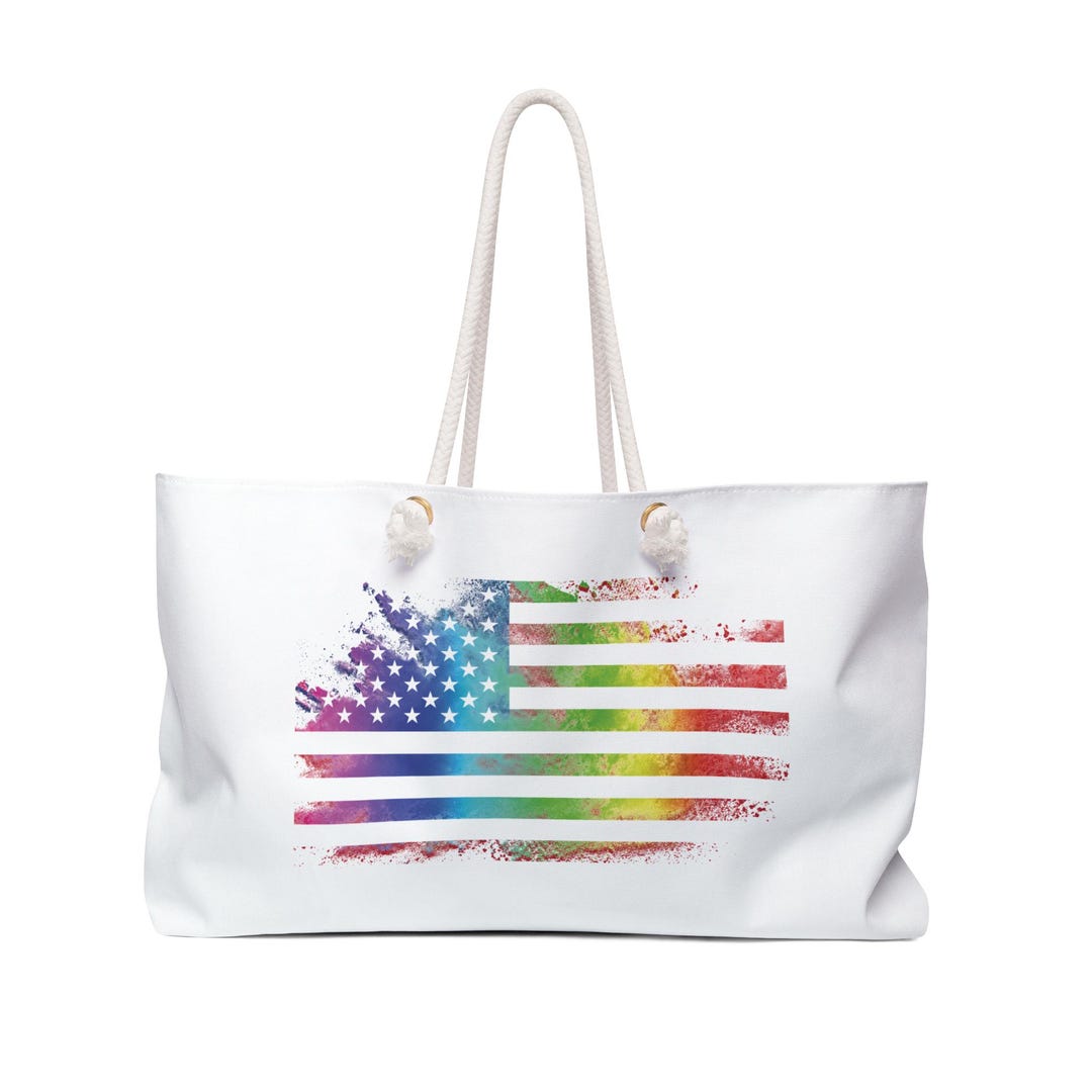 Getaway Tote W/ Rainbow US Flag - Etsy