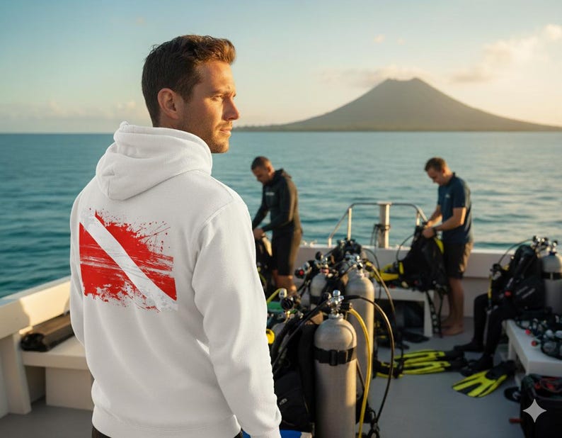 Distressed Diver Down Hoodie | Scuba Diving Adventure - Etsy