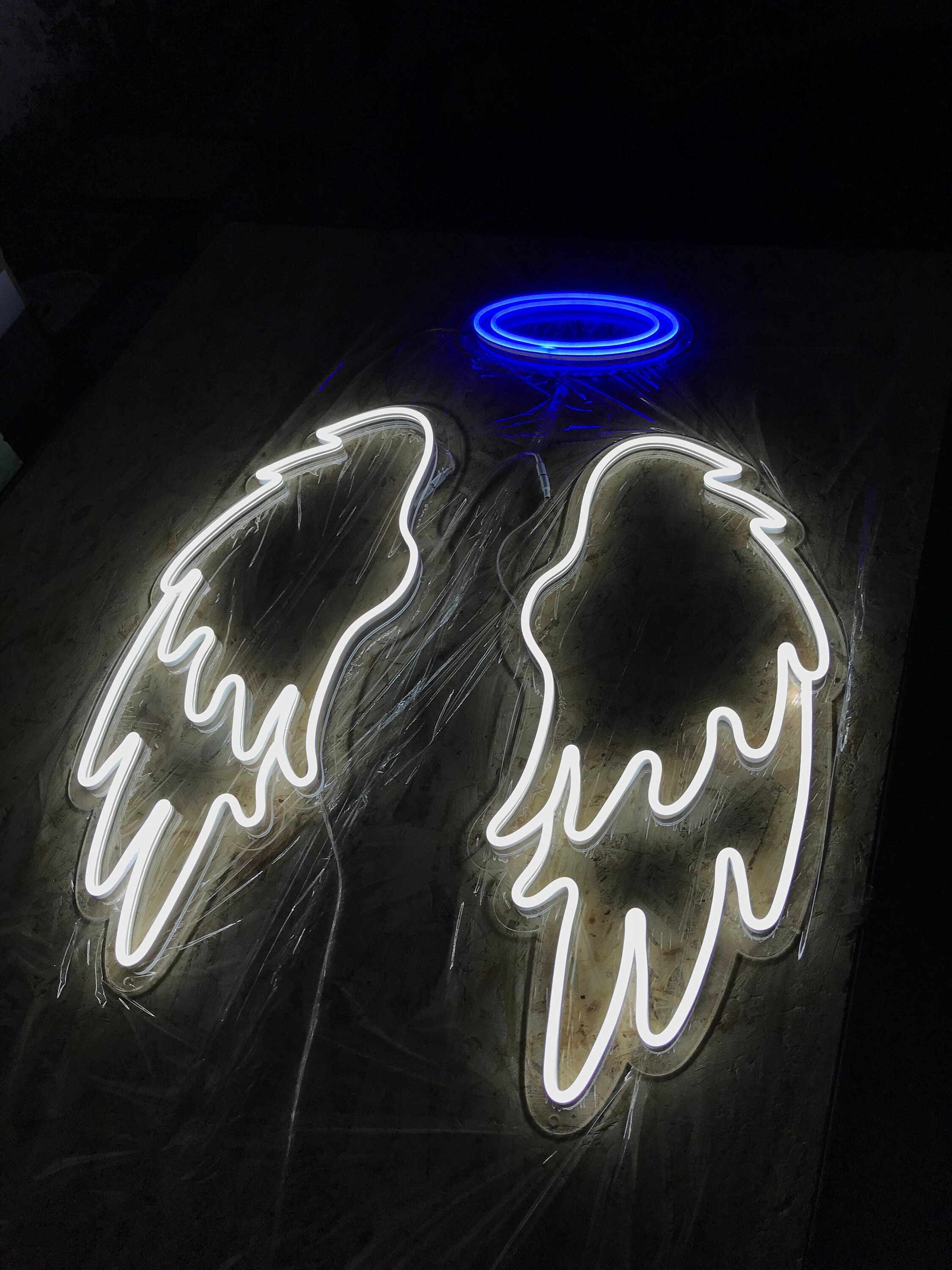 Wings and Halo LED Neon Sign Angel Wings Led light sign | Etsy