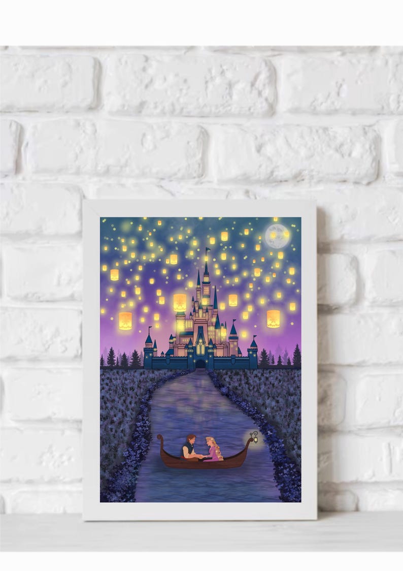 Rapunzel & Flynn Rider Castle Print | Digital Download | A4 Wall Print ...