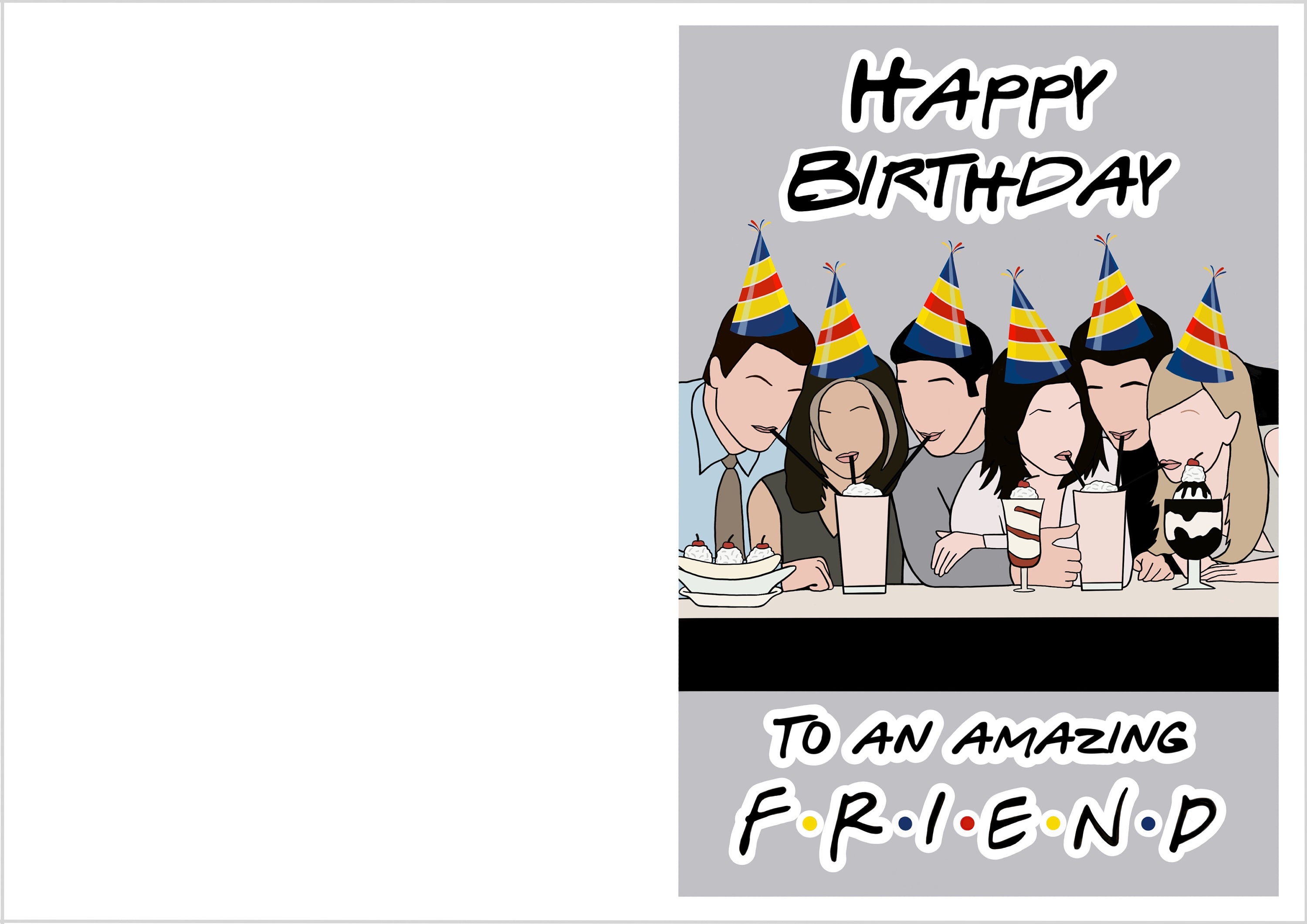 Friends Birthday Card | Digital Download | A5 - Etsy