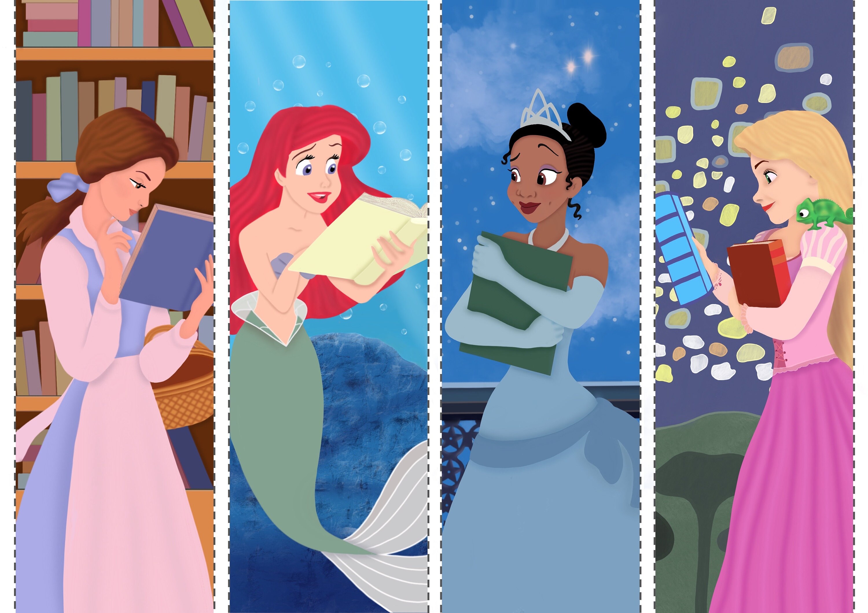 Princess Printable Bookmark Set | 4 Bookmarks | Digital Download | A4 ...