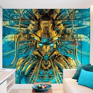 Gaming Wall Mural Cyberpunk Graffiti Wall Paper Gaming Wall Art ...