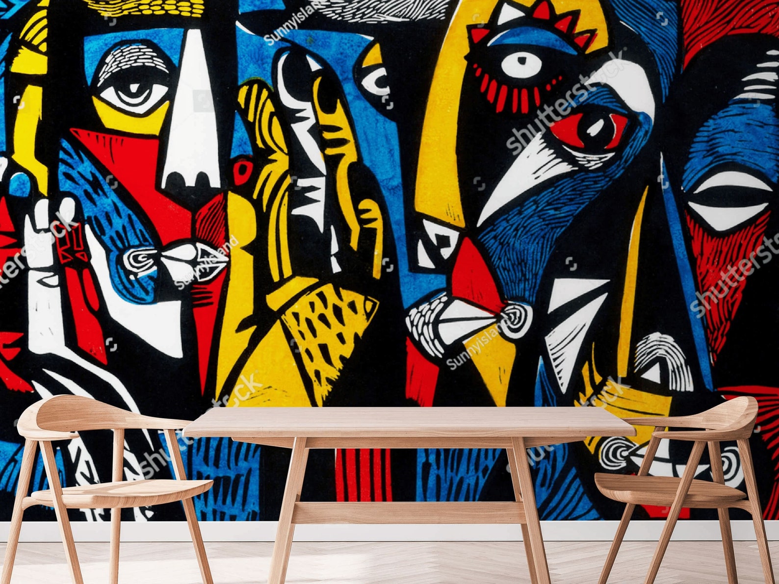Picasso-inspired Cubism Wall Mural – Bold Abstract Art Peel and Stick ...