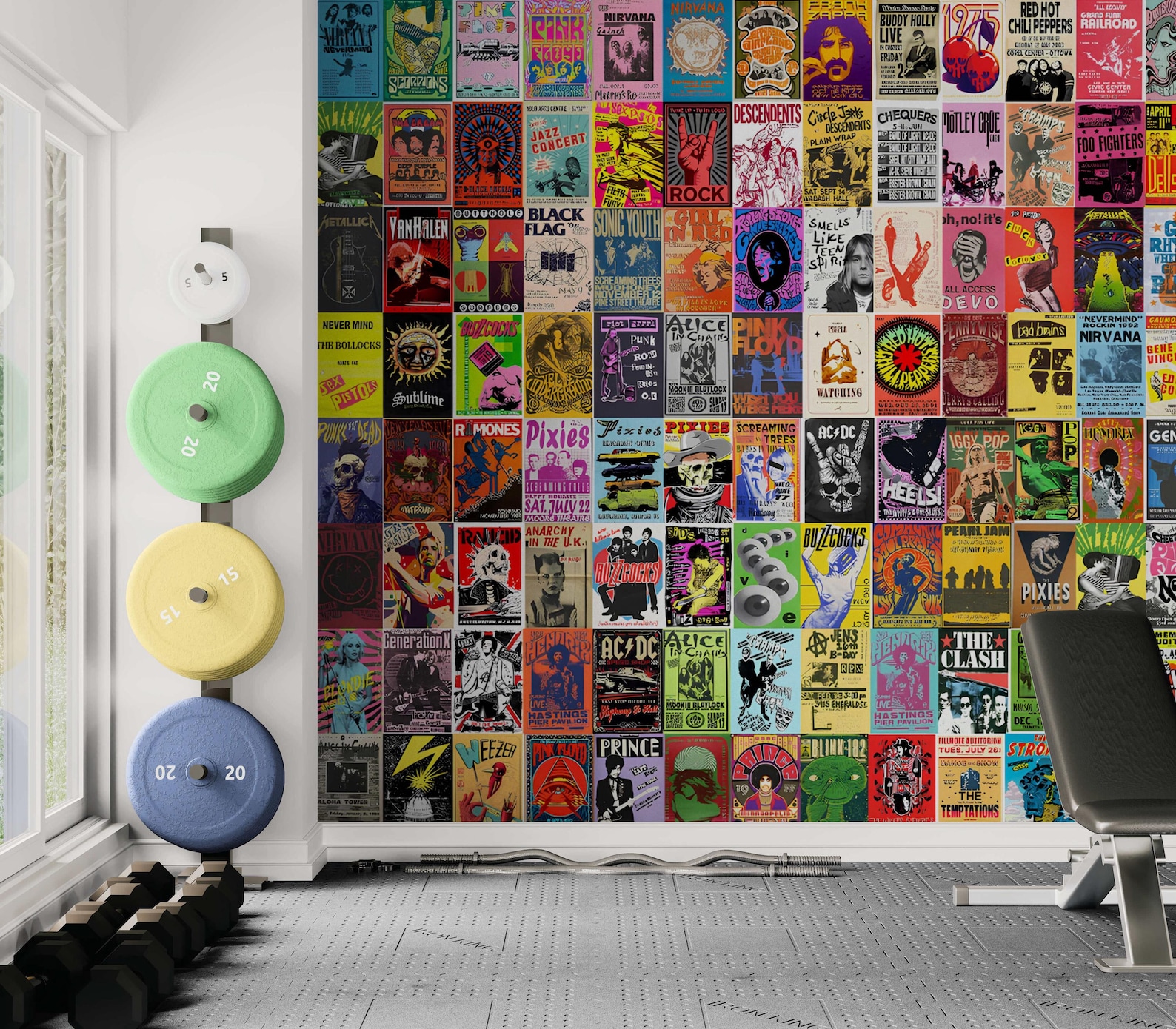 Punk Rock Band Collage Wallpaper, Music Room Decor - Etsy