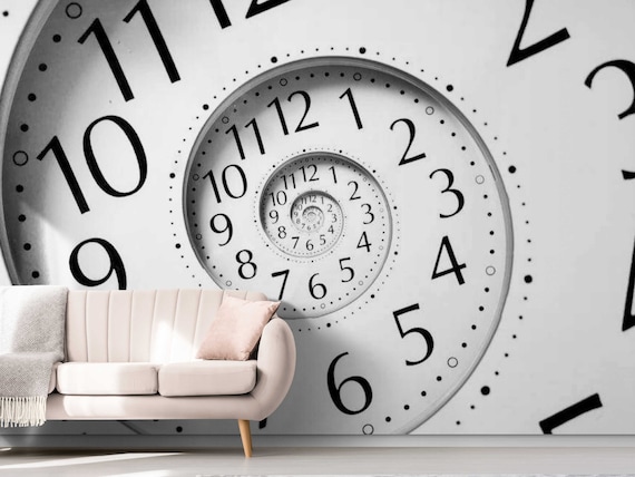 Wall Clock 3d Wallpaper Mural 3d Wall Paper Decor Wall Mural | Etsy