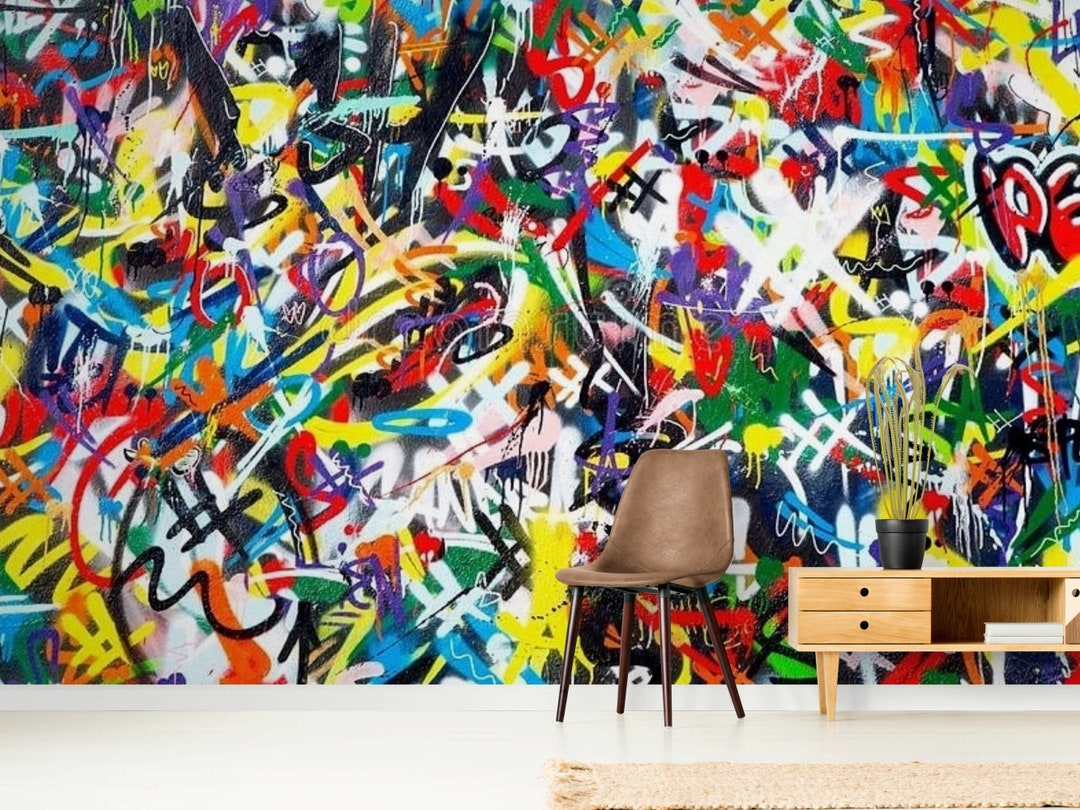Graffiti Wall Mural Wall Art Graffiti Wallpaper 3D Wall Paper Graffiti ...