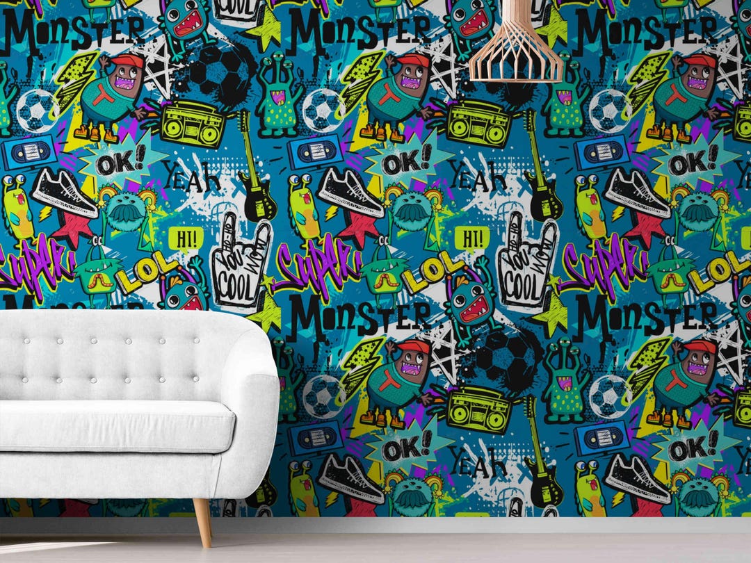 Funky Kids Room Decor Wallpapers & Wall Murals Peel and Stick or ...