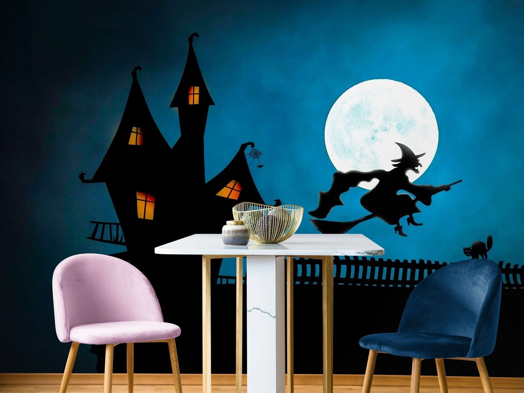 Halloween Wallpapers Witch Murals Peel and Stick Murals - Etsy