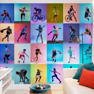 Sports Collage Wall Mural Colorful Sport Wallpaper Gym Wall Mural Wall ...
