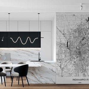 INDIANAPOLIS Map Wallpaper USA City Map Wall Art Peel & Stick Wall ...