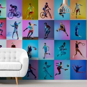 Sports Collage Wall Mural Colorful Sport Wallpaper Gym Wall Mural Wall ...