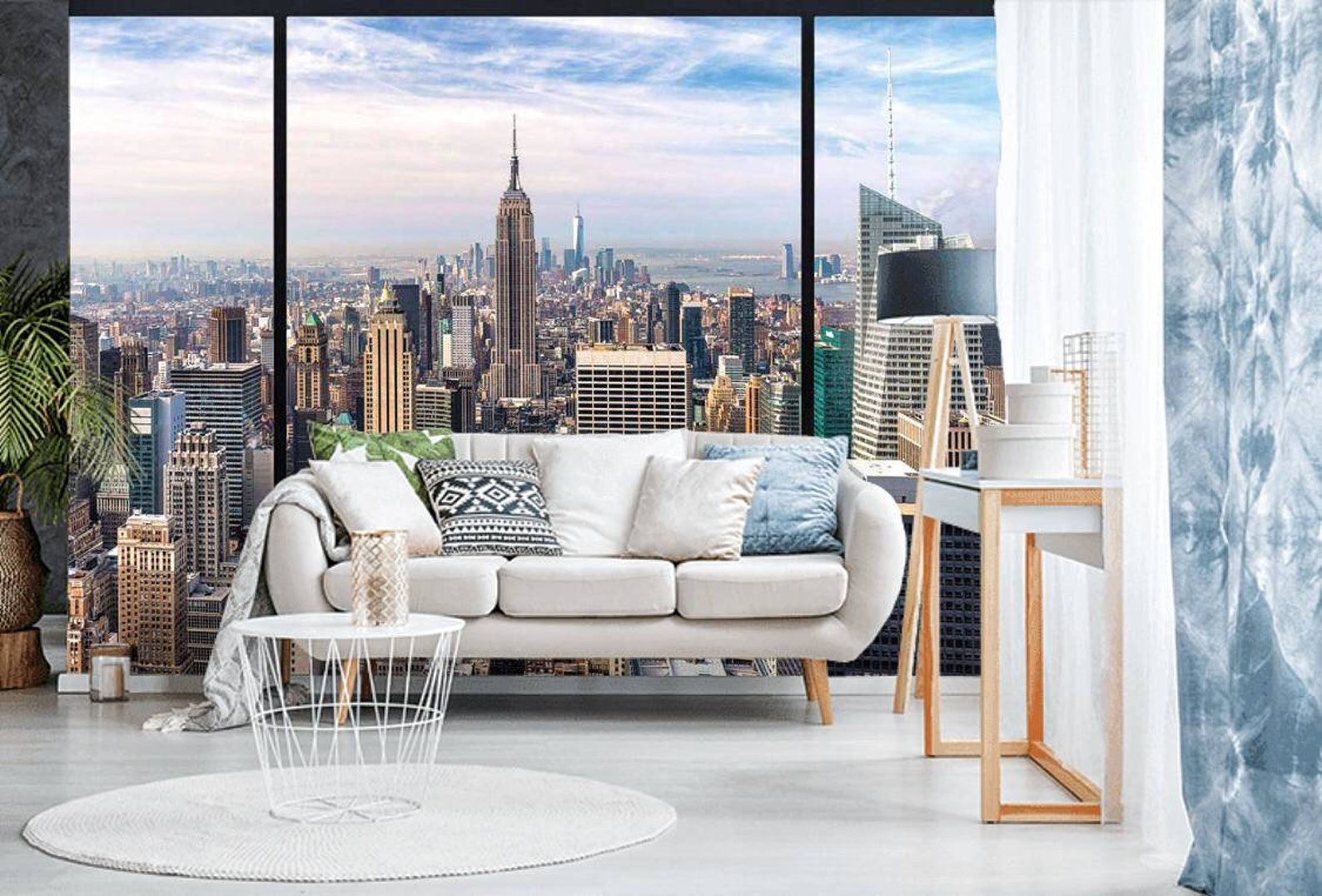 New York City Skyline Window View Wallpaper Mural Expanding | Etsy