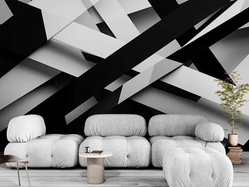 3D Abstract Mural Wallpaper: Modern Peel and Stick Wall Art - Etsy