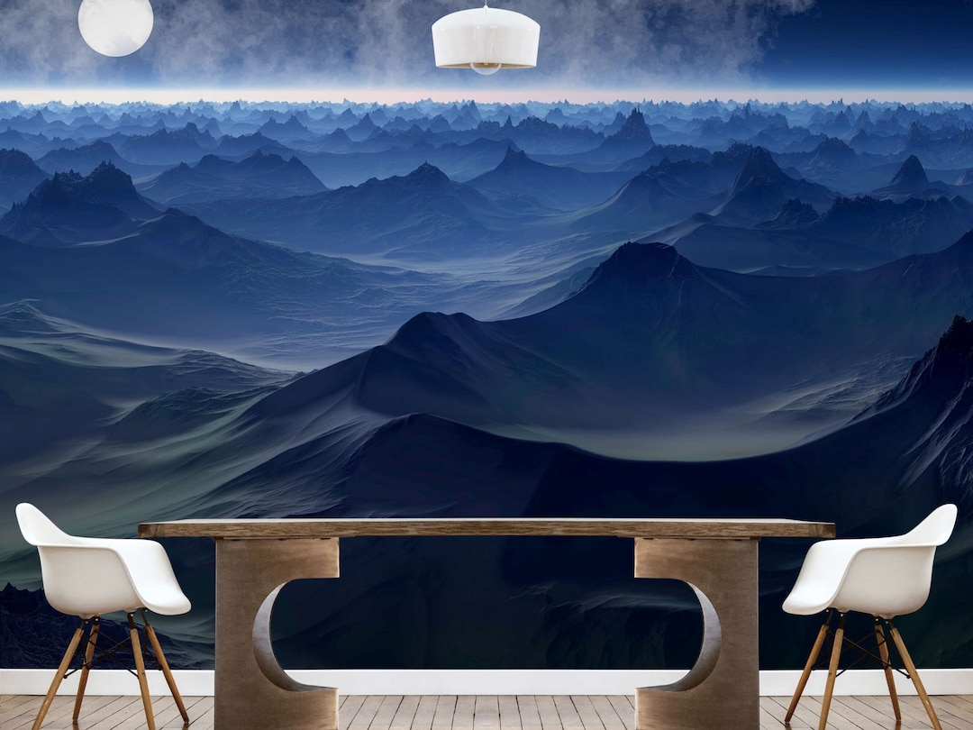 Planet Wall Paper Murals Vinyl Wallpaper Fantastic Wall Mural - Etsy