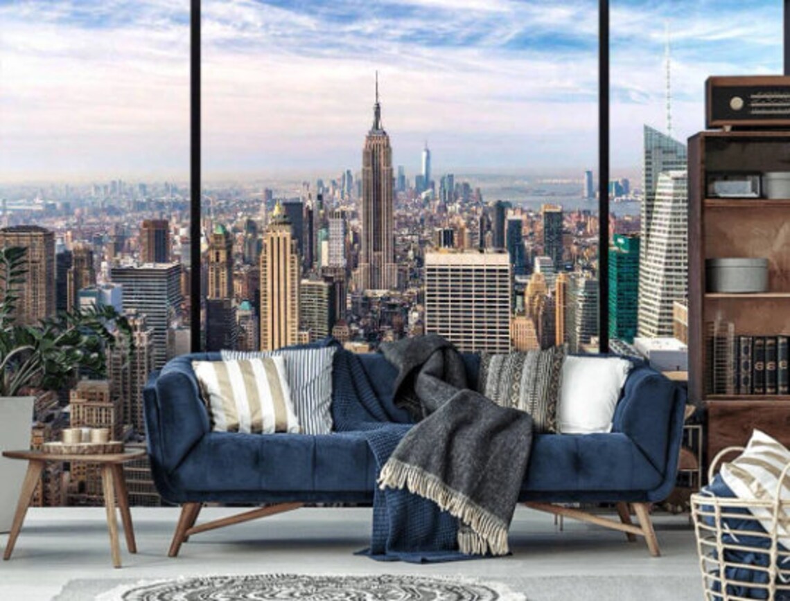 New York City Skyline Window View Wallpaper Mural Expanding - Etsy