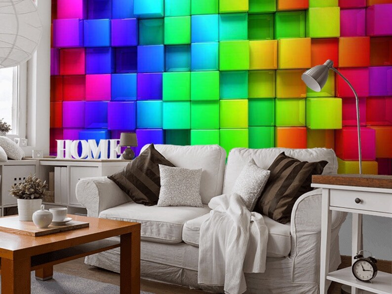 3D Wallpaper Peel & Stick Mural 3D Vinyl Wallpaper Colorful - Etsy