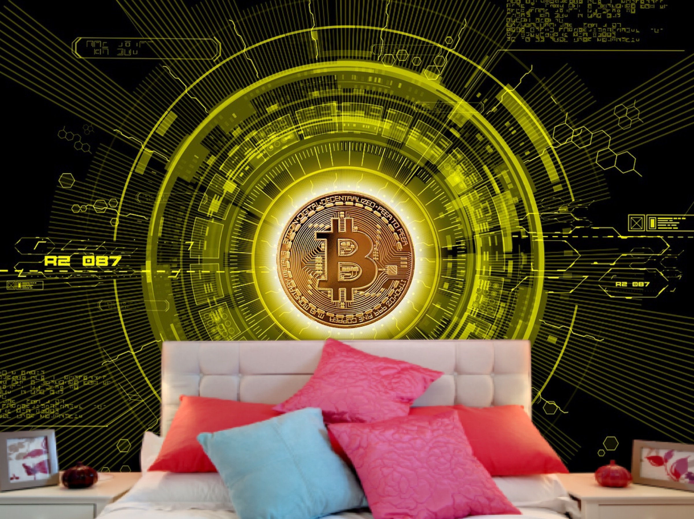 3D Vinyl Walllaper Bitcoin Image Wall Mural Peel & Stick - Etsy