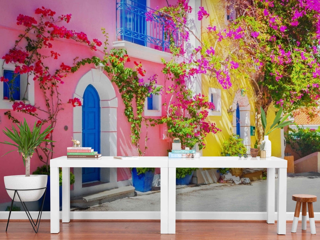 Kefalonia Greece Street Wall Mural, Provence Mural Art, Wall Murals ...