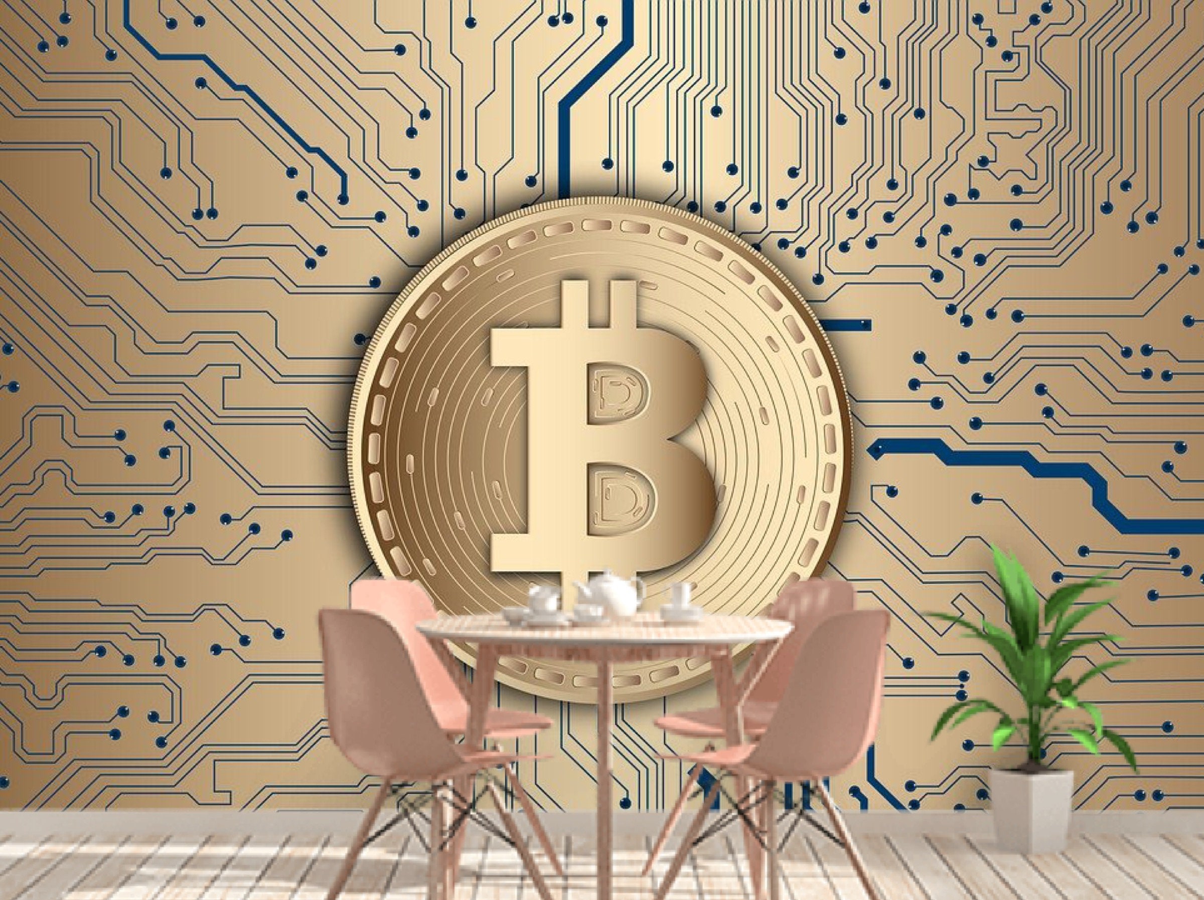 3D Bitcoin Wallpaper Wall Decals Peel and Stick Cryptocurrency - Etsy