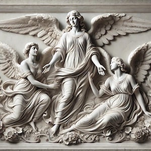 3D Wallpaper Embossed Bas-relief - Angels, Peel and Stick Vinyl or ...