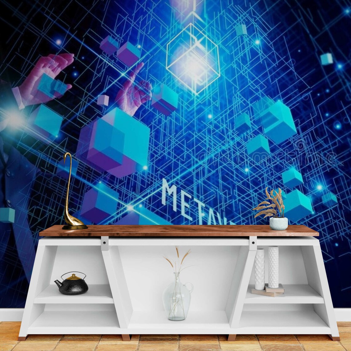 3D Wall Mural Metaverse Wall Art Wallpaper Mural Peel and - Etsy