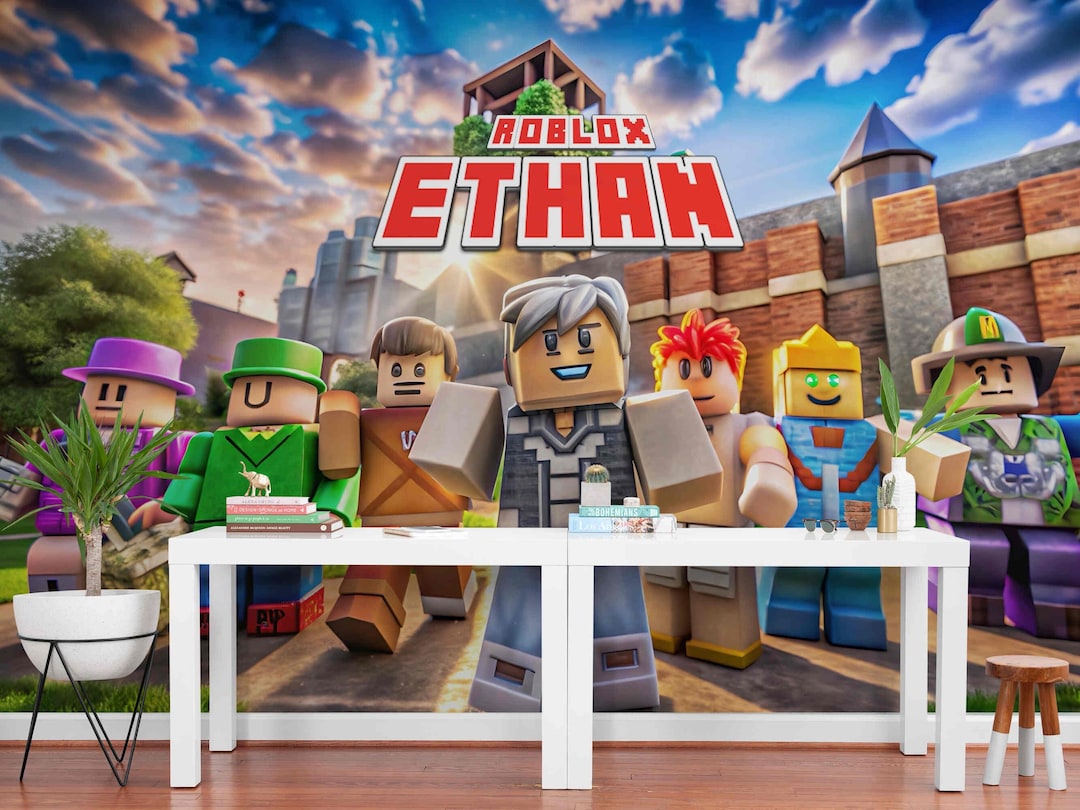 Roblox Custom Name Wall Mural – Personalized Gaming Wallpaper for Kids ...