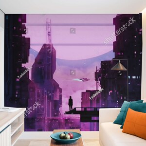 Cyberpunk City Wallpaper Wall Decor Wall Mural Photo Wall Teenage ...