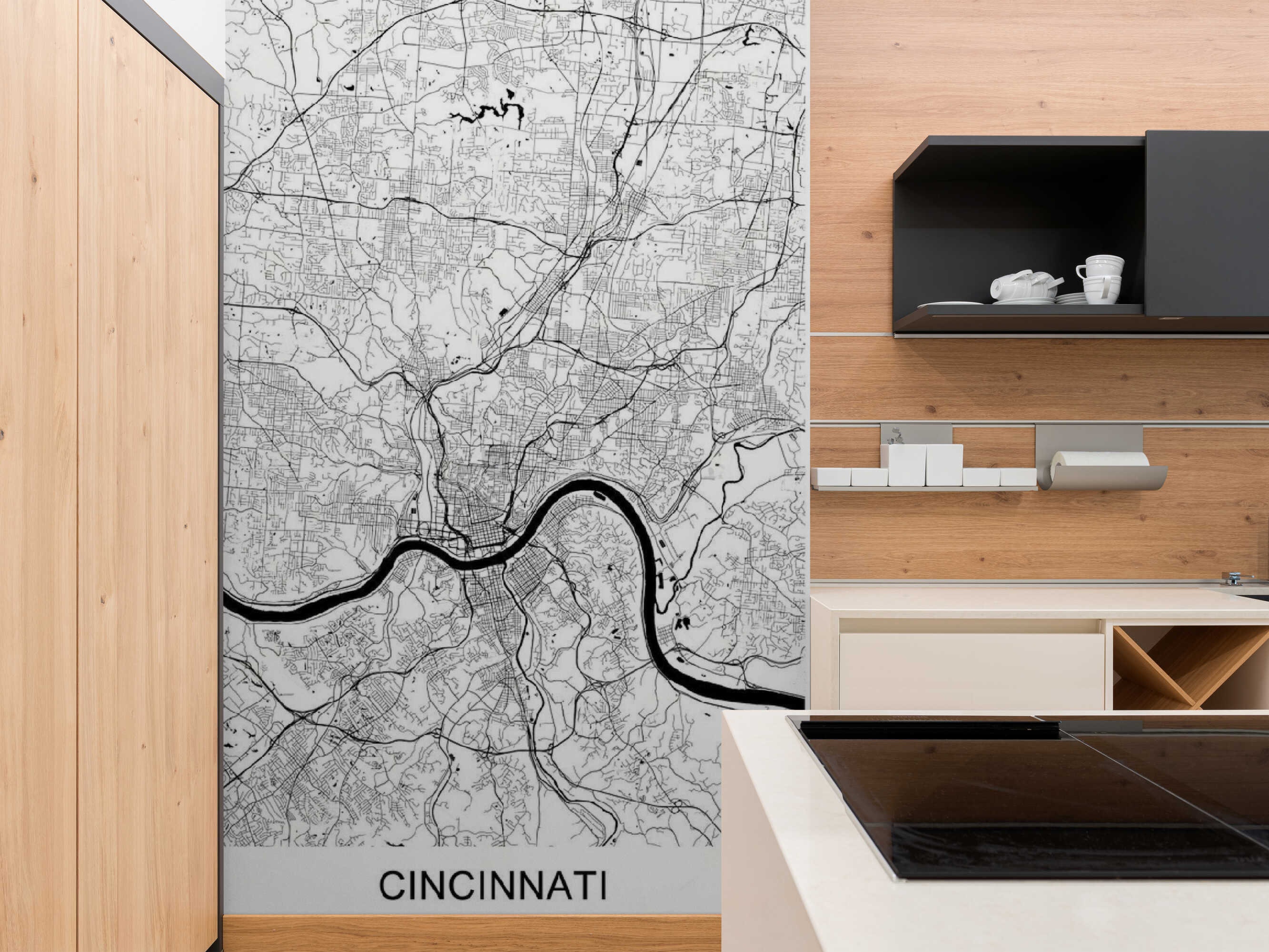 Cincinnati City Map Wallpaper Map Wall Art Peel & Stick - Etsy