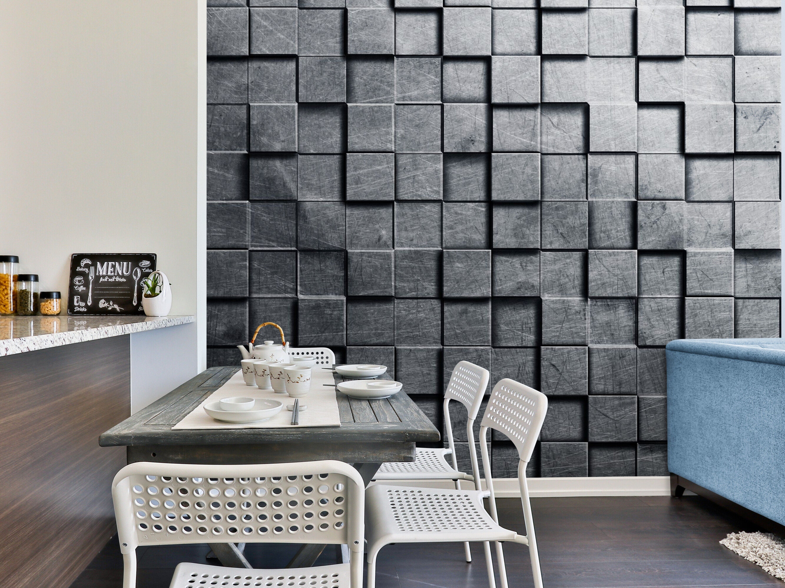 Gray Brick 3d Wallpaper Loft Style Mural Decor 3d Wall Paper - Etsy