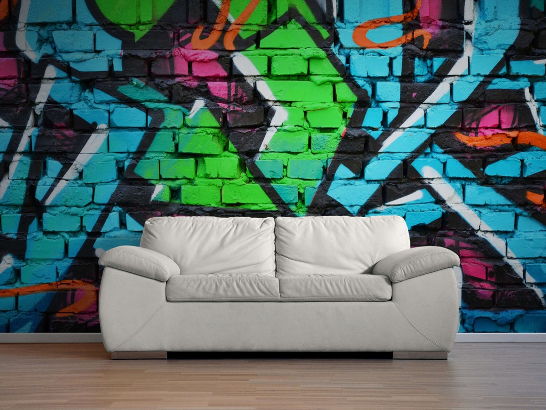 Peel Nd Stick Graffiti Murals Street Wallpaper Decor Graffiti Wall Art ...
