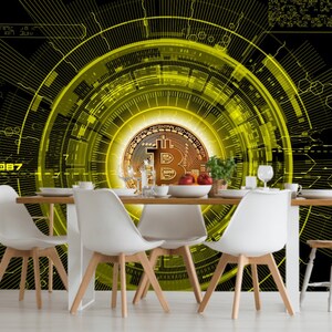 3D Vinyl Walllaper Bitcoin Image Wall Mural Peel & Stick Motivating ...
