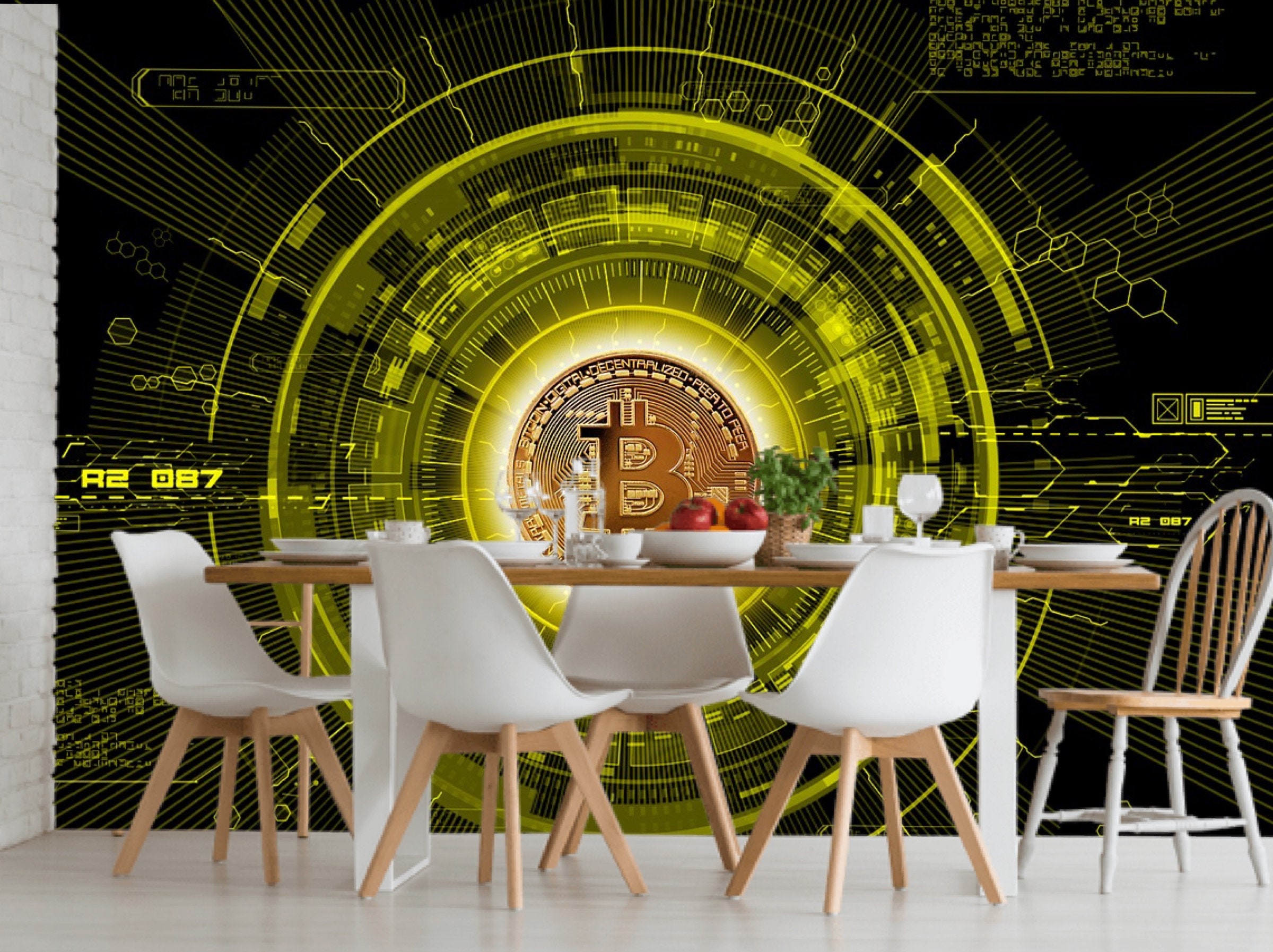 3D Vinyl Walllaper Bitcoin Image Wall Mural Peel & Stick - Etsy