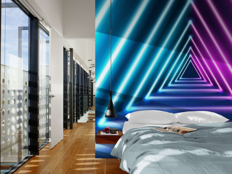 Neon 3D Wallpaper Peel and Stick Wallpaper Graffiti Murals - Etsy