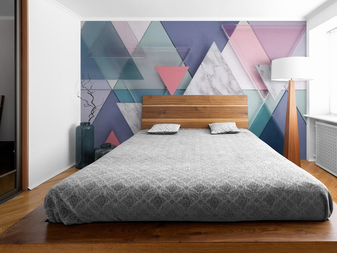 Colorful Triangles 3D Murals Wallpaper Wall Mural Decor Self | Etsy