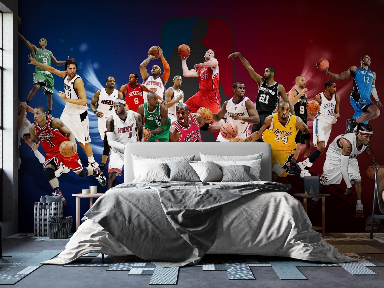 NBA Basketball Player Wallpaper Mural – Peel and Stick Sports Decor - Etsy
