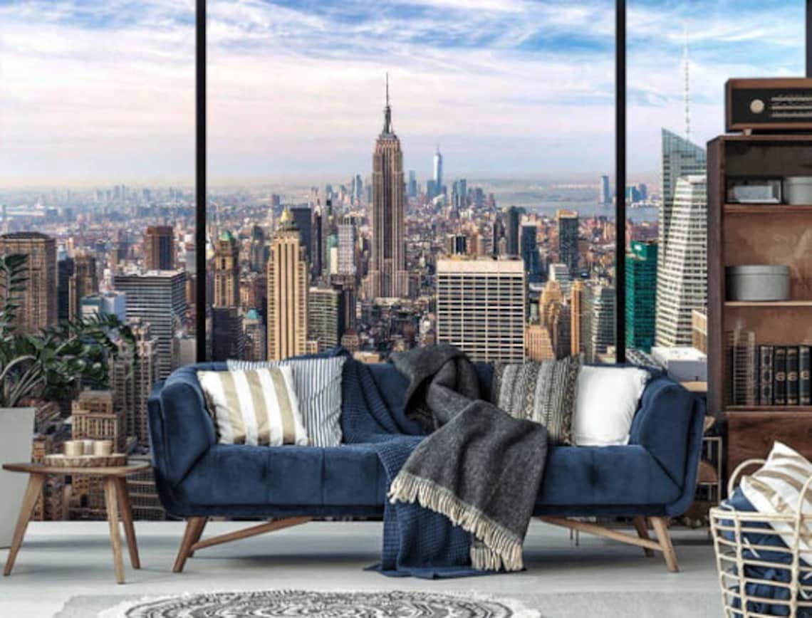 New York City Skyline Window View Wallpaper Mural Expanding - Etsy