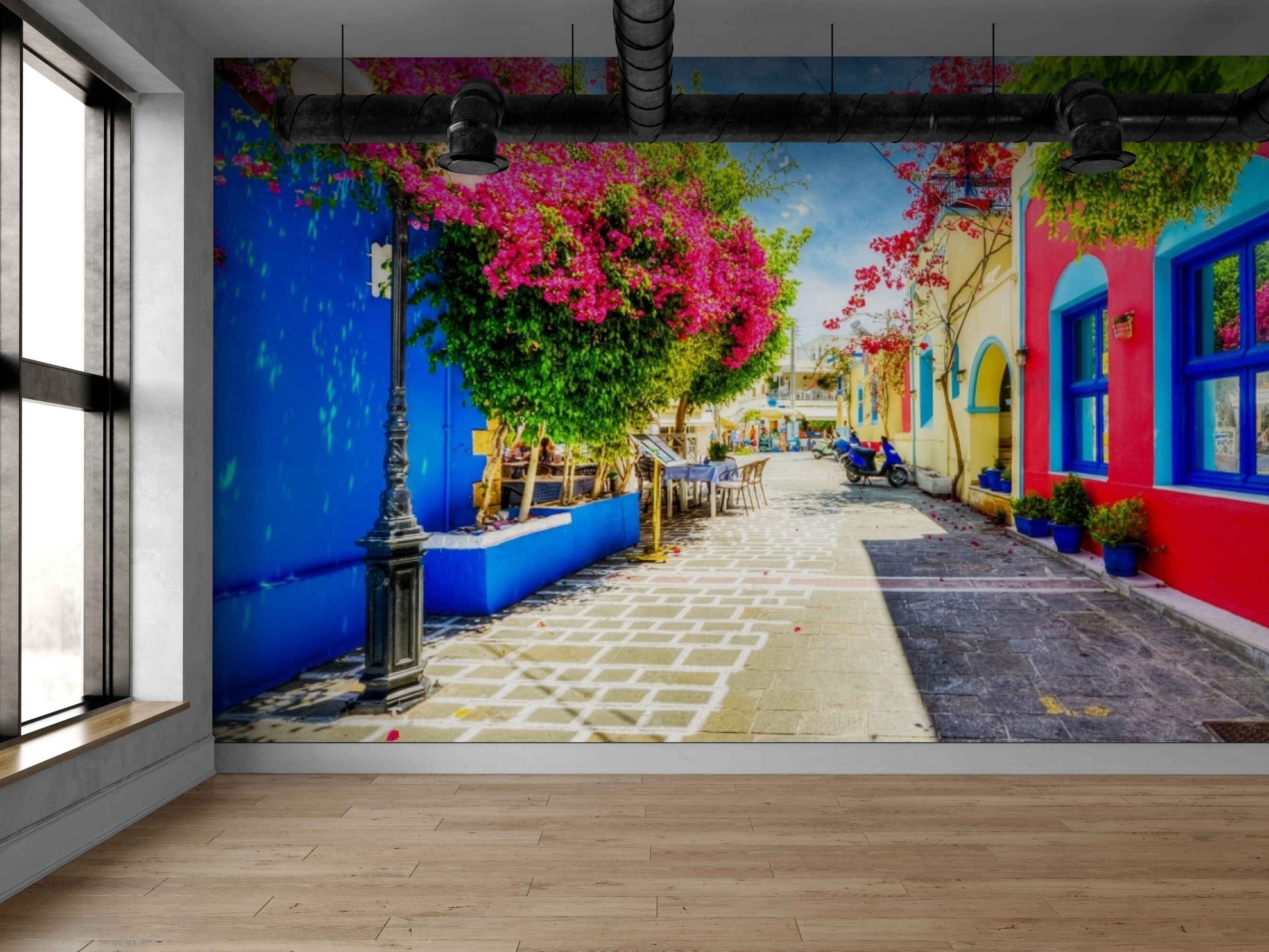 City Street View Wallpaper Mural, Peel and Stick Wallpapers for Wall ...