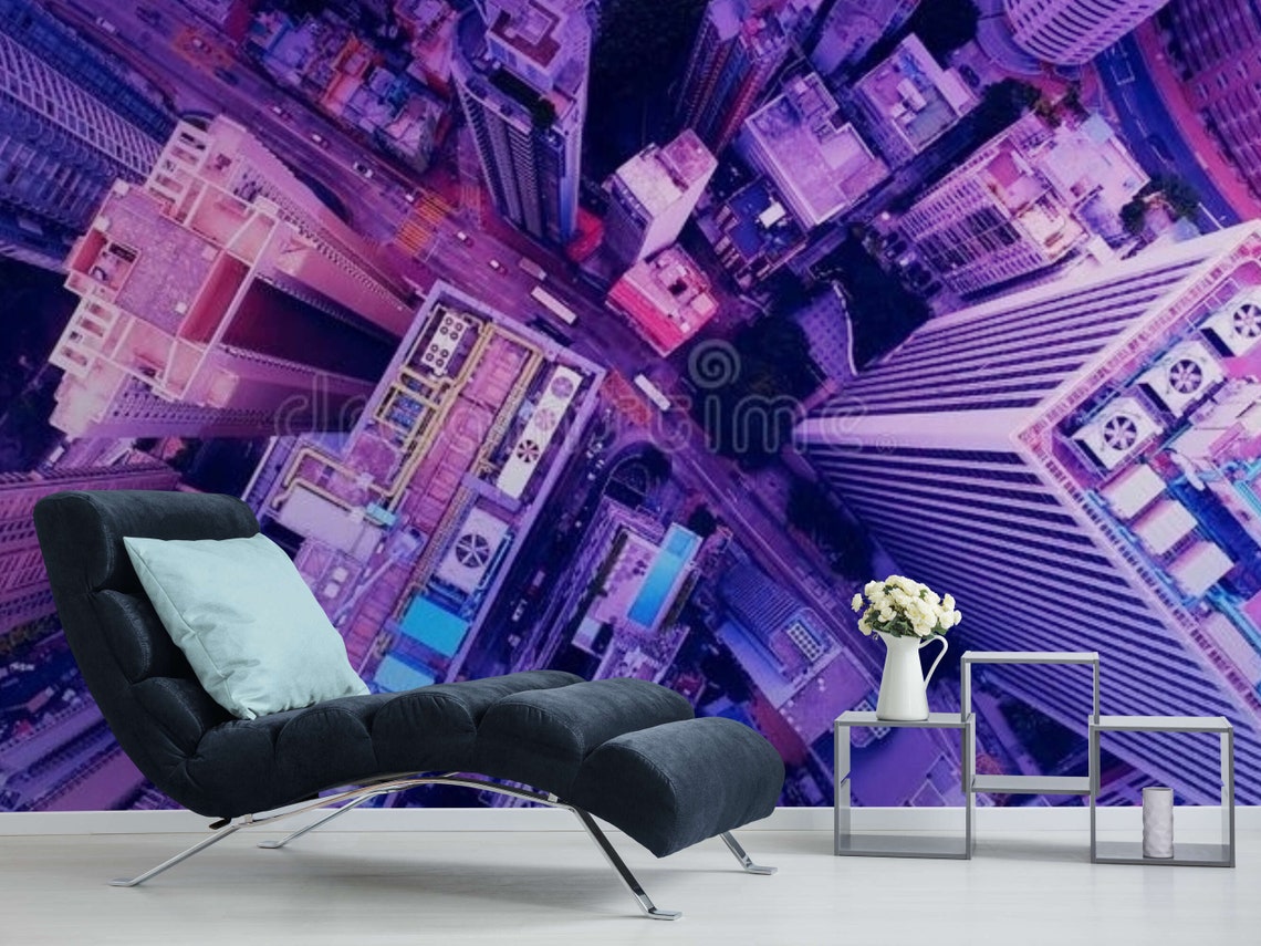 Wall Mural Cyberpunk City Photo Wallpaper WHA Modern Wall - Etsy