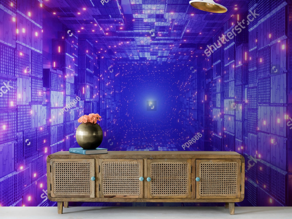 Gaming Room Decor Wall Mural 3D Cyberpunk Wallpaper Neon Peel - Etsy