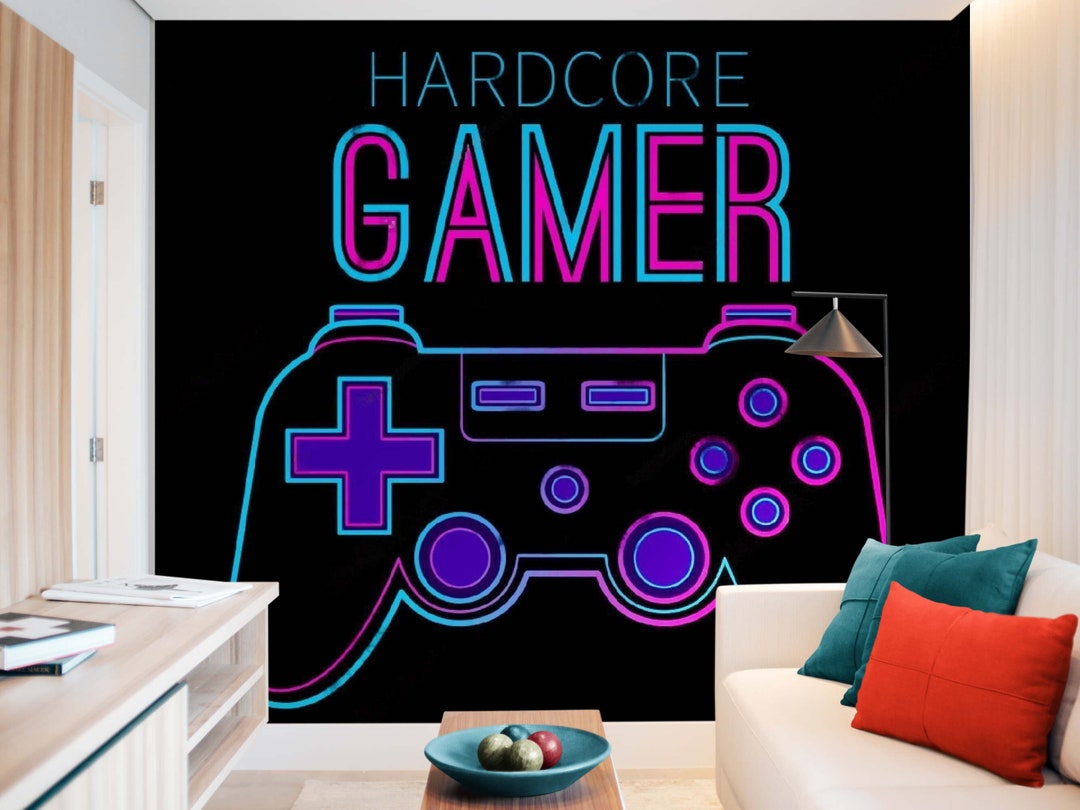 Neon Gaming Wallpaper, Gamer Room Decor, Peel and Stick - Etsy