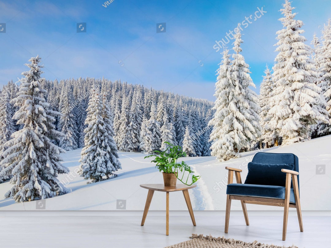 White Snow Mural Landscape Wallpaper Mural Peel and Stick - Etsy