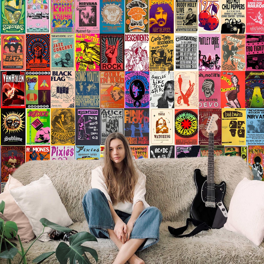 Punk Rock & Grunge Bands Collage Wallpaper for Walls, Vinyl Peel and ...