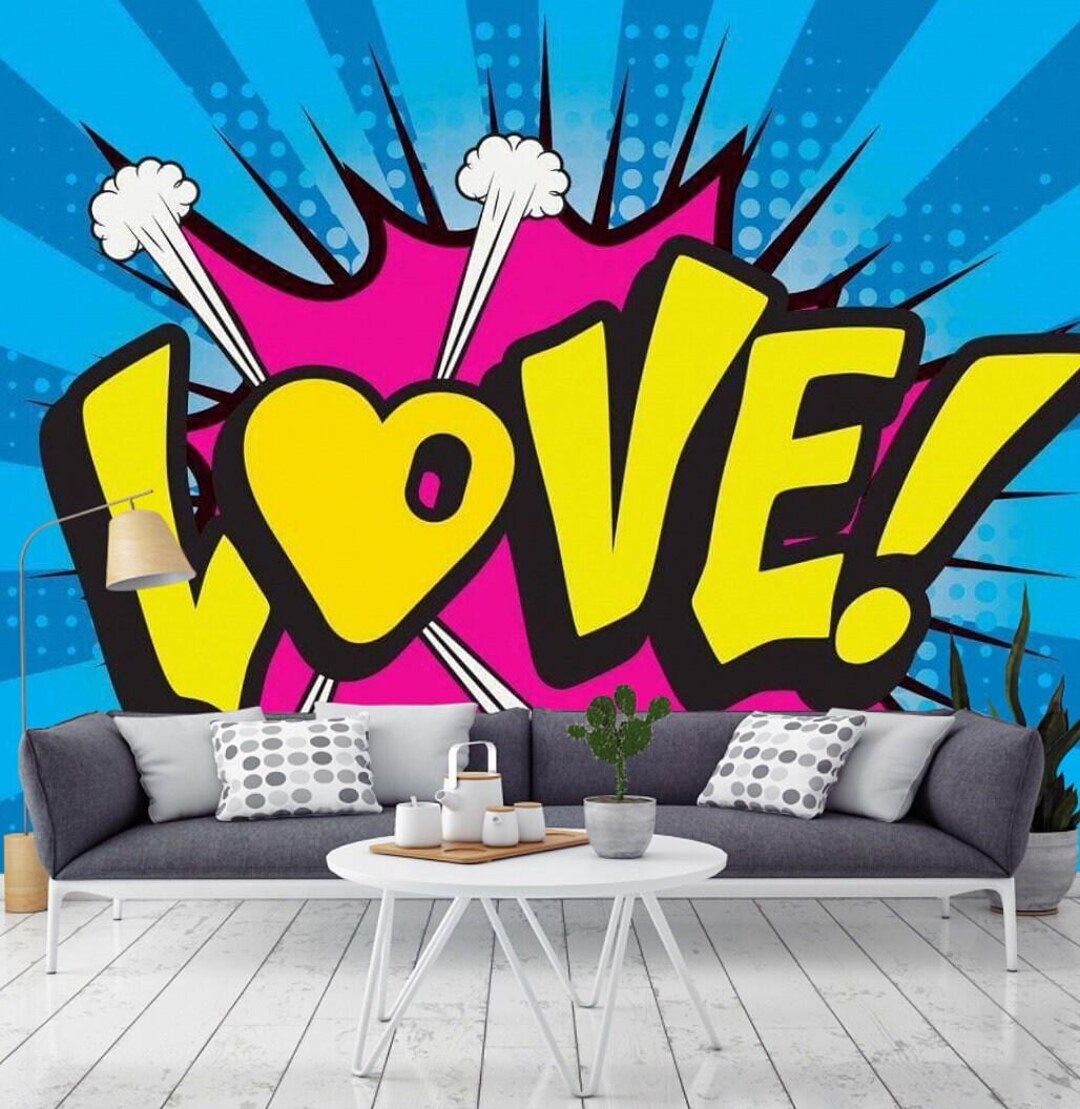 Colorful Pop Art Wallpaper Mural for Wall, Peel and Stick Vinyl or ...