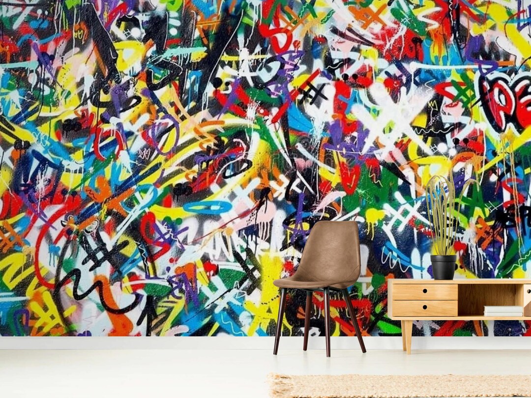 Peel and Stick Graffiti Wallpaper – Urban Street Art Mural, Removable ...