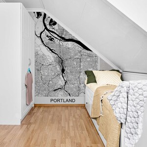 Portland City Map Wallpaper, Peel and Stick Vinyl Wall Mural - Etsy
